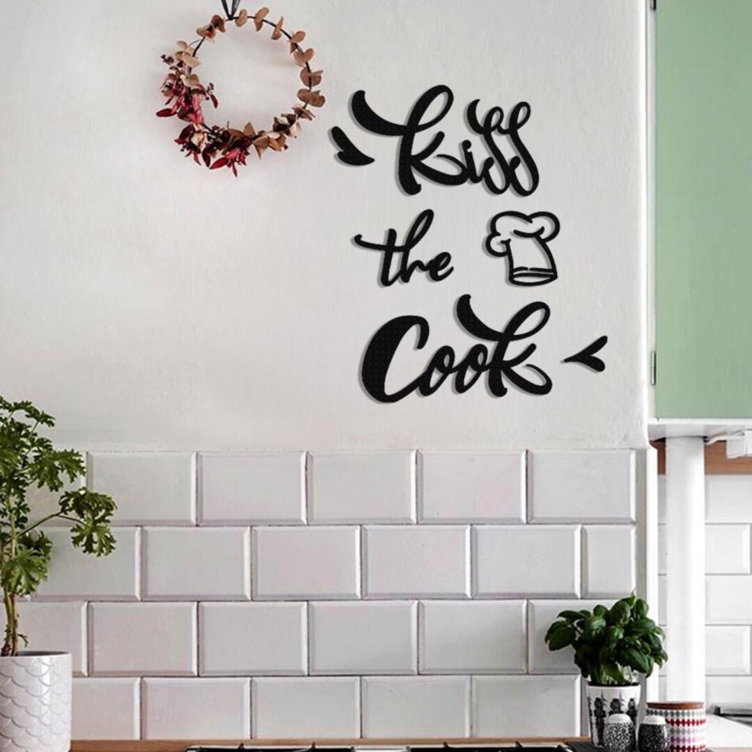 Kiss the Cook Metal Wall Art – Funny Kitchen Wall Decor, 6-piece Modern ...
