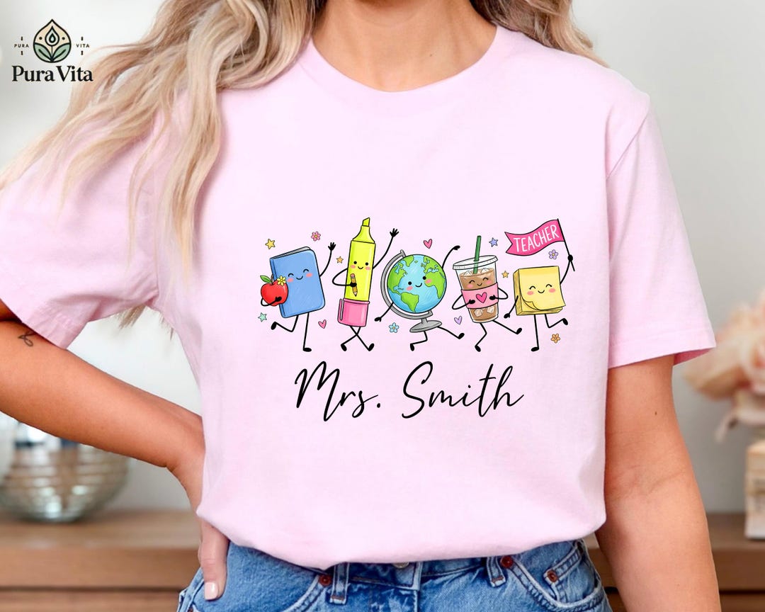 Personalized Teacher Shirt, Back to School Supplies Tee, Custom Hello ...