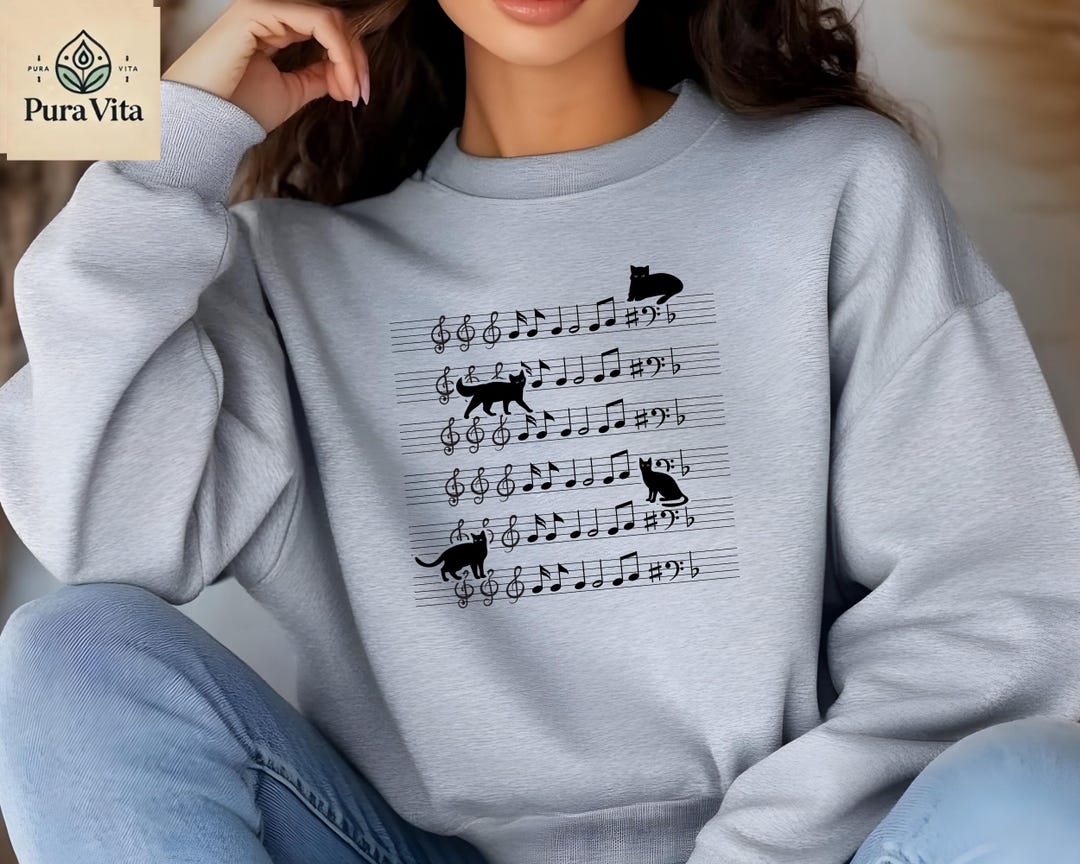 Cats Musical Notes Sweatshirt and Hoodie, Music Sweatshirt, Music ...
