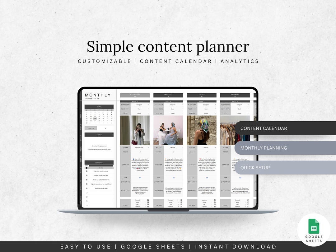 Social Media Content Planner: Automated Google Sheets Template (digital ...