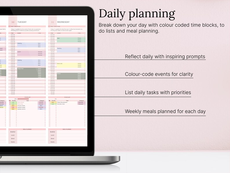 Annual Planner Template: Pink Blush Google Sheets (digital Download) - Etsy