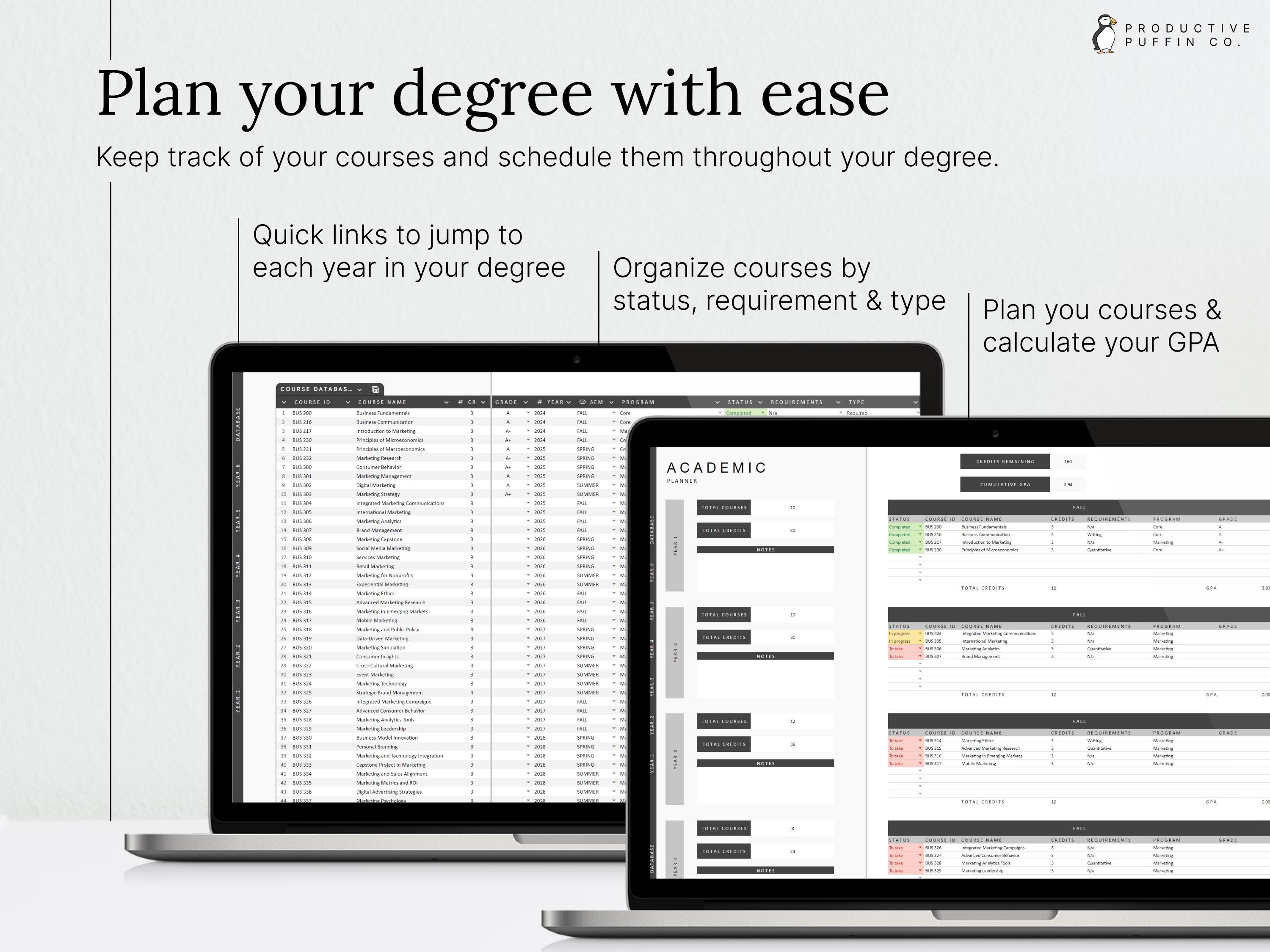 Student Planner Spreadsheet Template Google Sheets | B&W Monochrome ...
