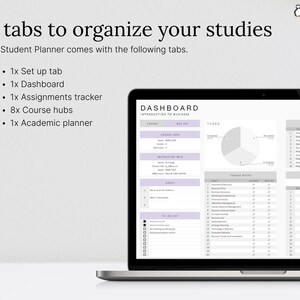 Student Planner Spreadsheet Template Google Sheets Grey Monochrome ...