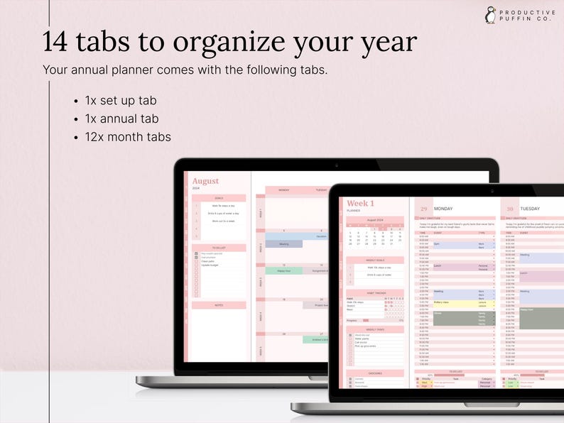 Annual Planner Template: Pink Blush Google Sheets (digital Download) - Etsy