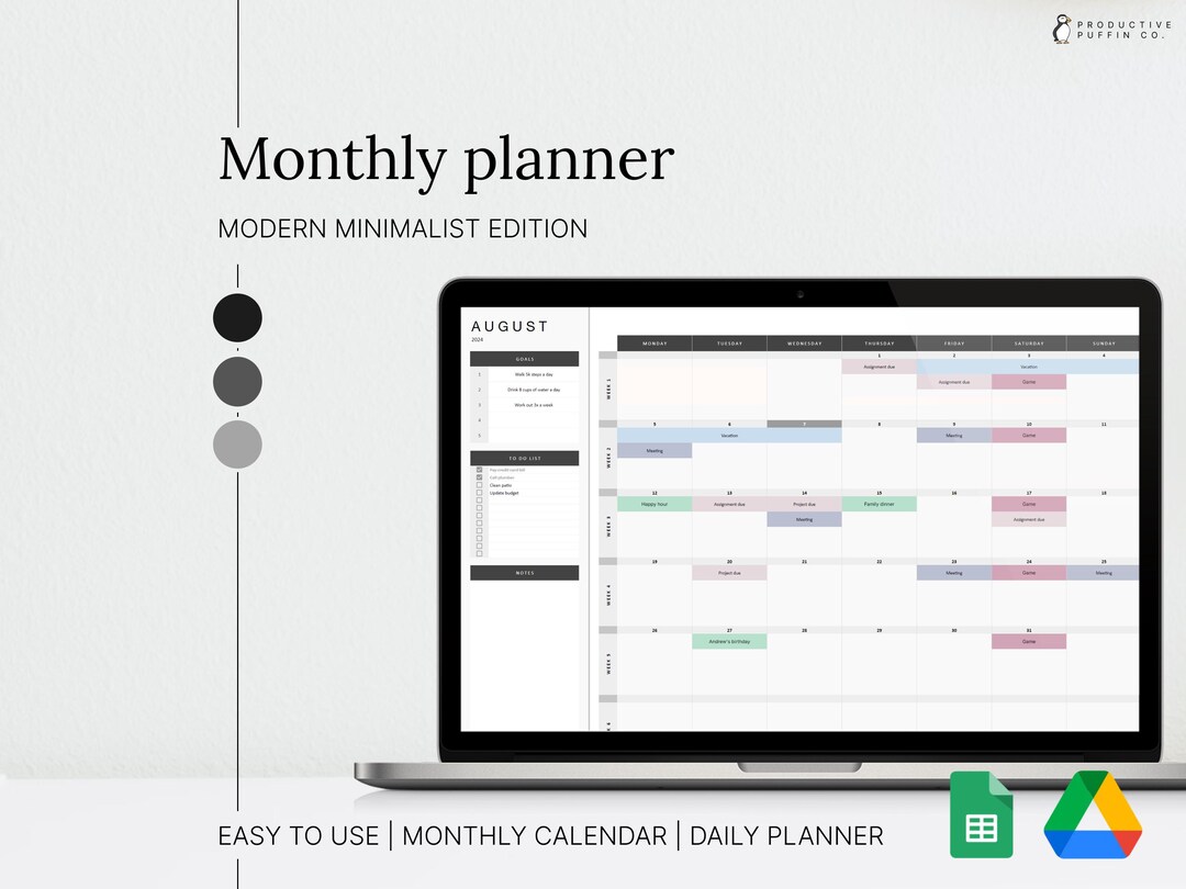 Monthly Calendar Spreadsheet Template Google Sheets Habit Tracker, Meal ...