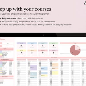 Student Planner Spreadsheet Template Google Sheet | Blush Pink ...
