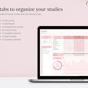 Student Planner Spreadsheet Template Google Sheet | Blush Pink ...