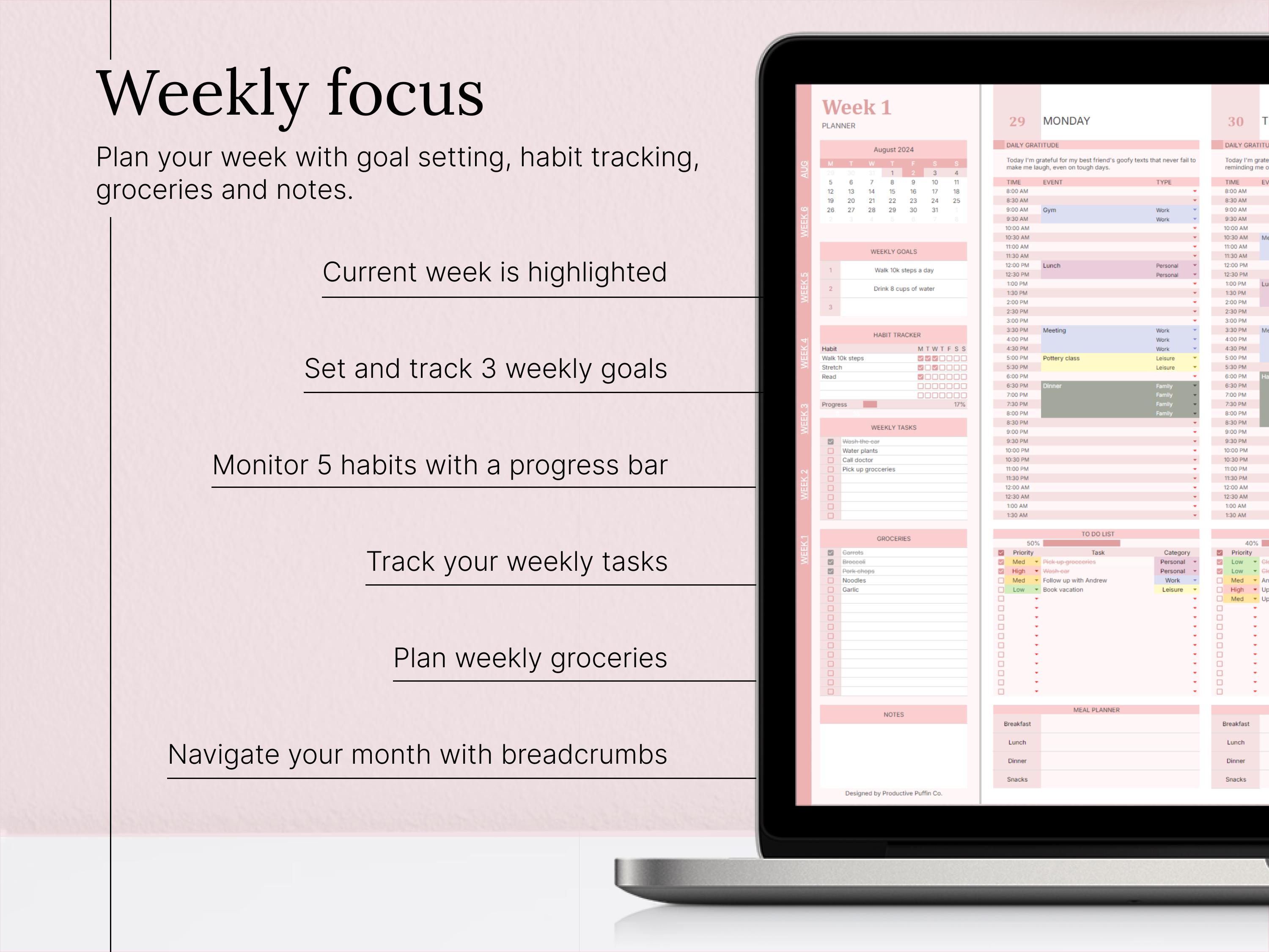 Annual Planner Template: Pink Blush Google Sheets (digital Download) - Etsy