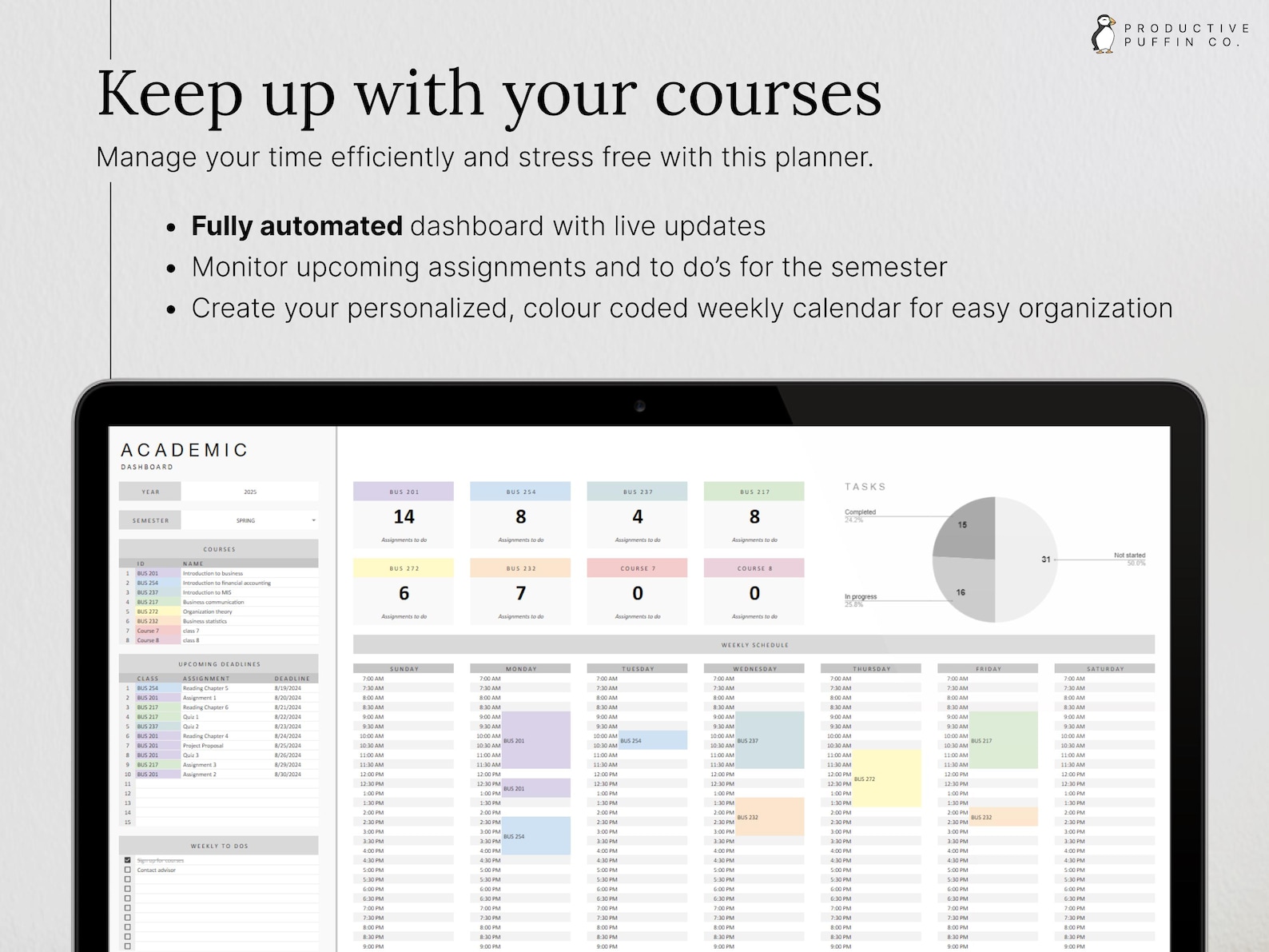Student Planner Spreadsheet Template Google Sheets Grey Monochrome ...