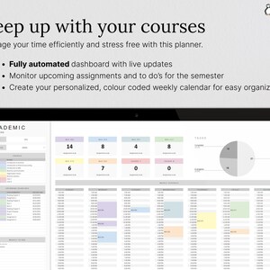 Student Planner Spreadsheet Template Google Sheets Grey Monochrome ...