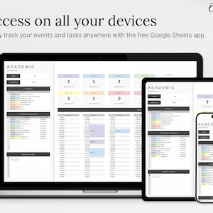 Student Planner Spreadsheet Template Google Sheets | B&W Monochrome ...