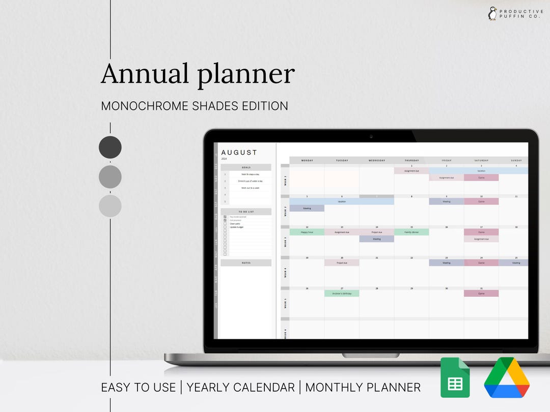 Annual Planner Template: Google Sheets Habit Tracker (digital Download ...