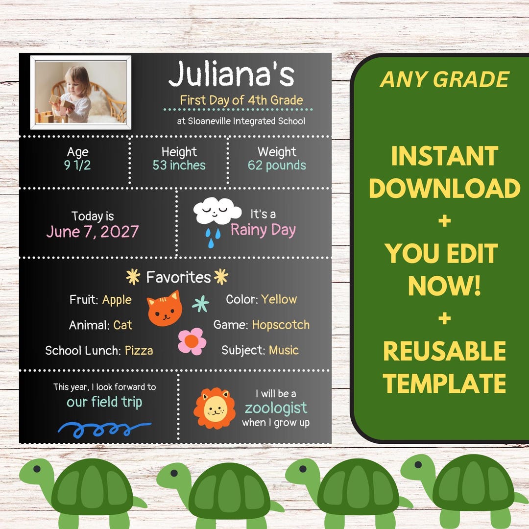 First Day of School Printable Back to School Sign, Boy Child Stats ...