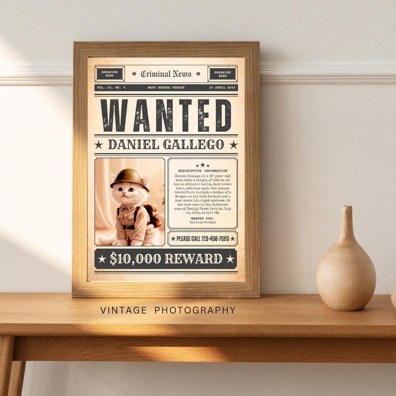 Editable and Printable Black and Beige Vintage Newspaper wanted Poster ...