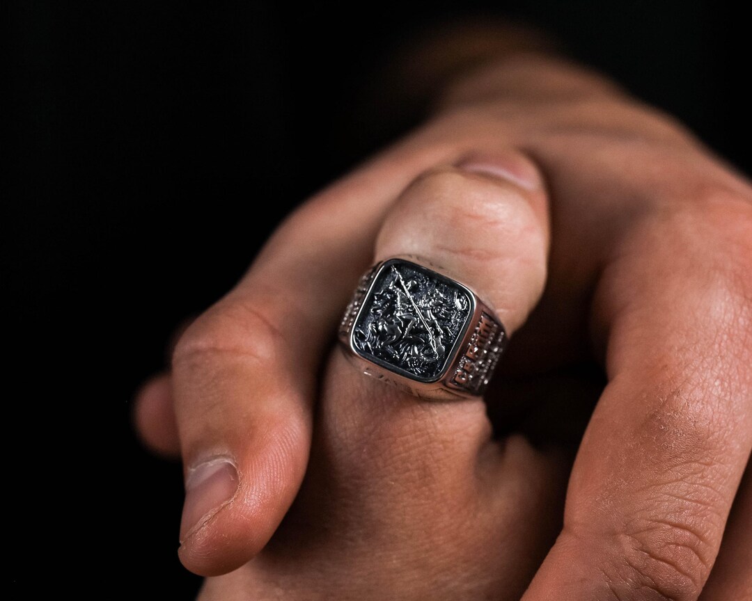 Sterling Silver Men's Ring St. George the Victorious – Orthodox Signet ...
