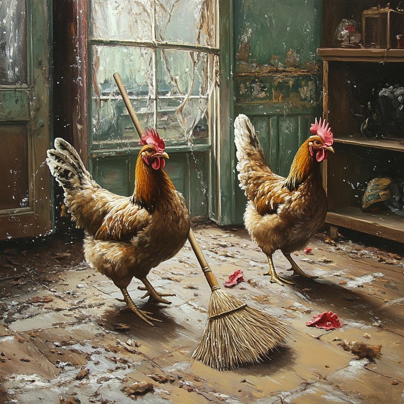 Chickens Doing Chores Digital Items - Etsy