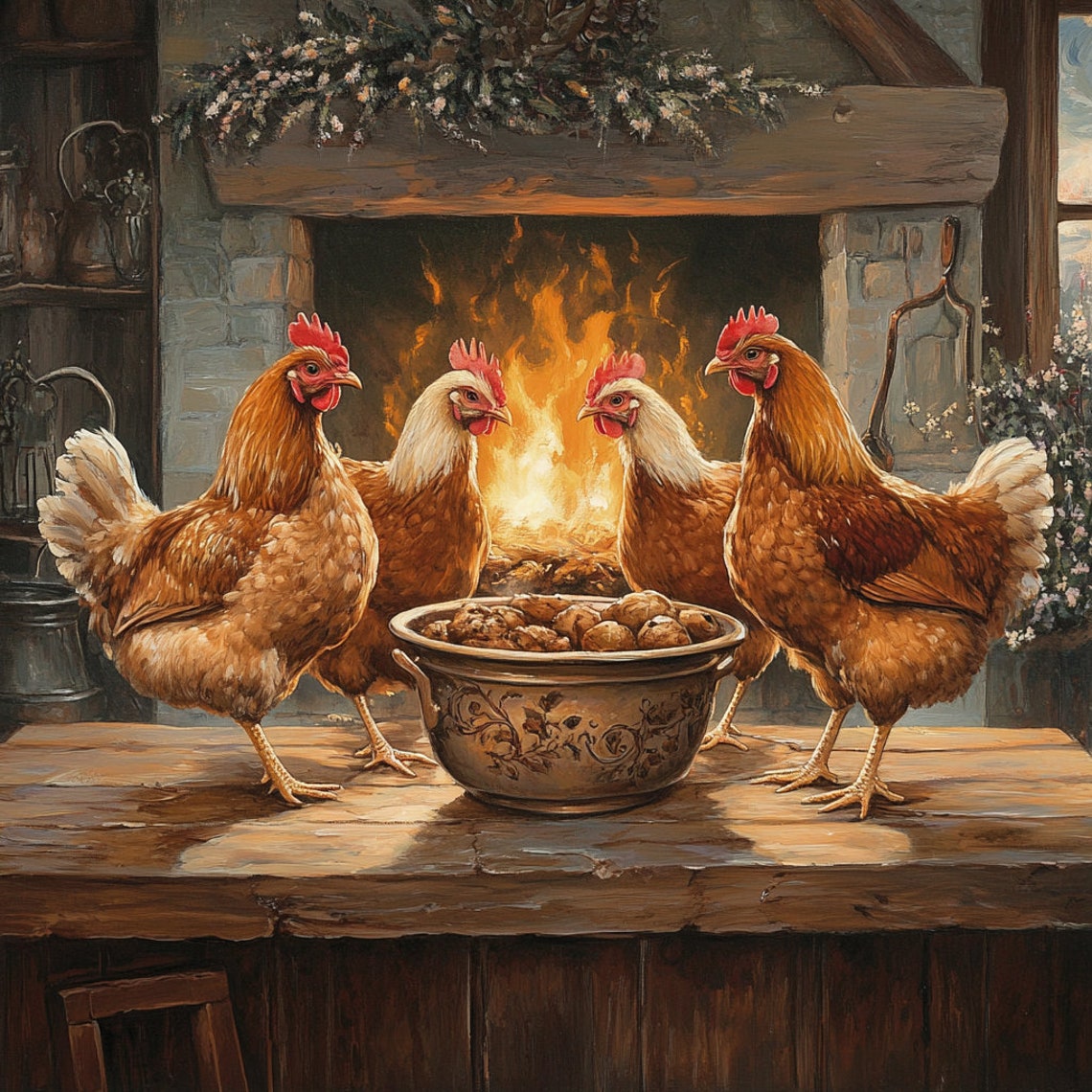 Chickens Doing Chores Digital Items - Etsy