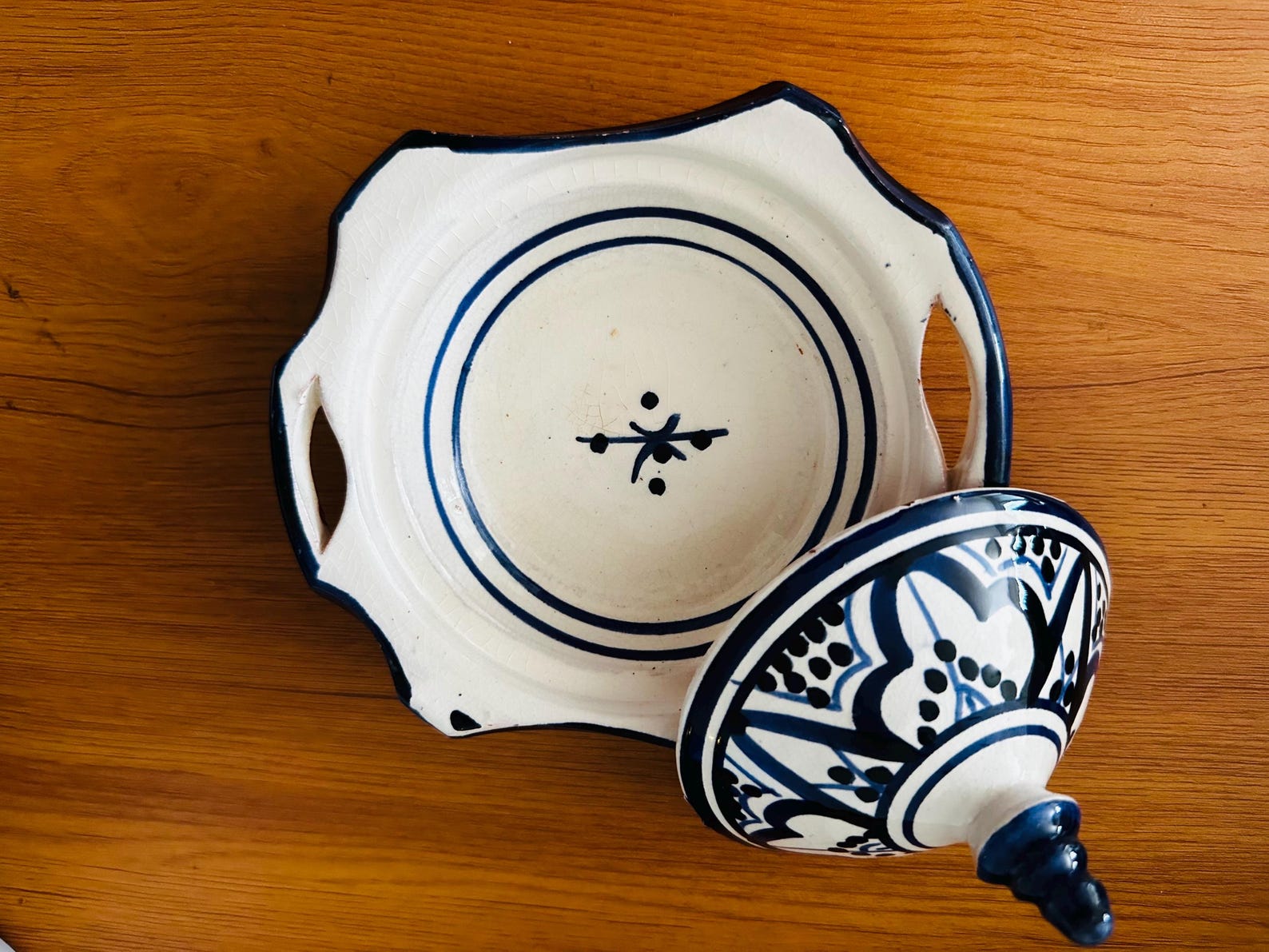 Handmade Moroccan Ceramic Tagine | Red Blue Decorative Serving Dish - Etsy
