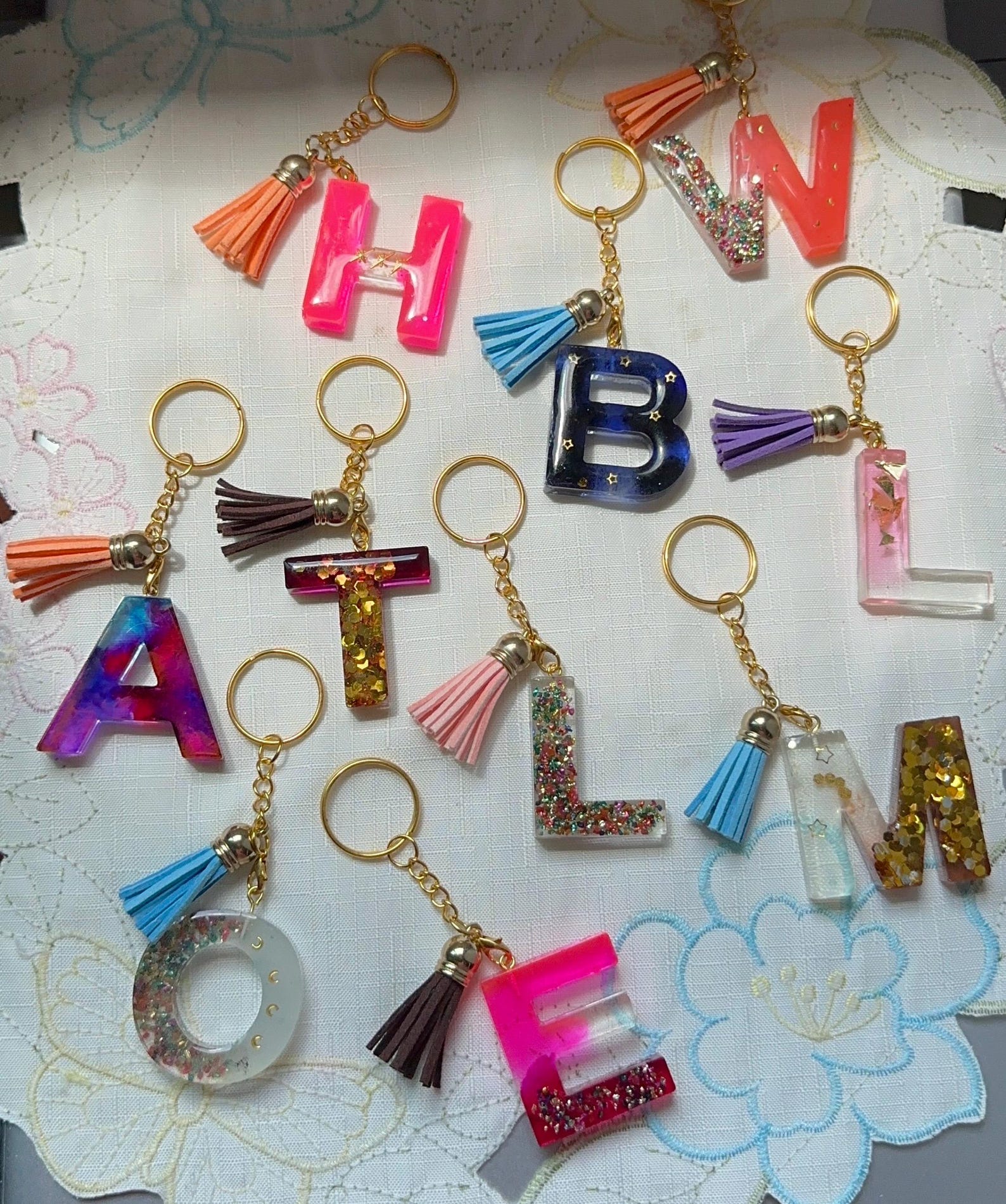 Resin Letter Keychains | Bag Charms | Keyrings | Christmas Gift ...