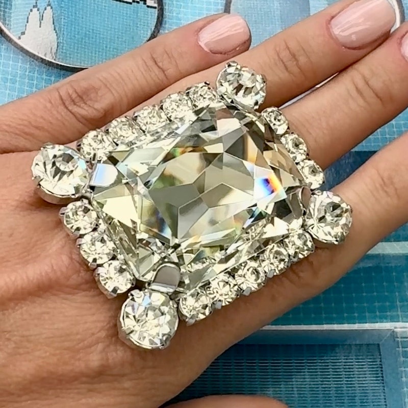 Large Diamond Ring - Etsy