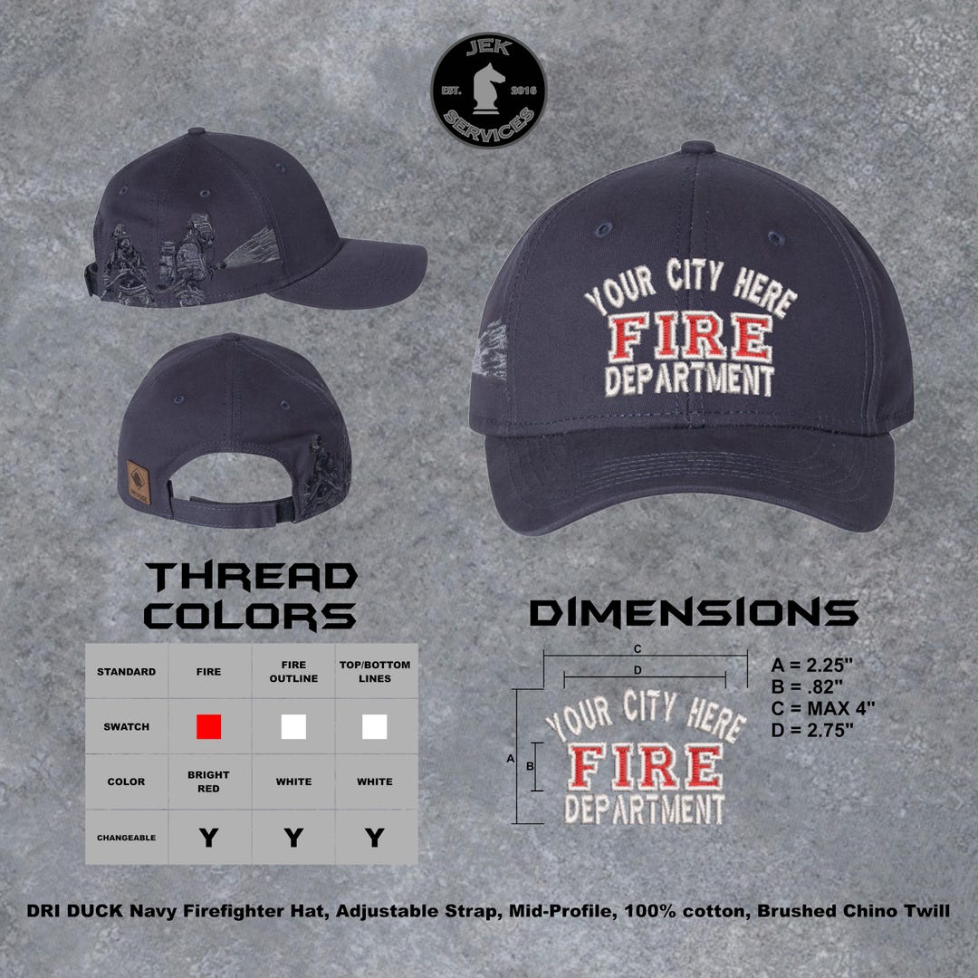 Custom Firefighter Hat DRI DUCK fire Navy Blue Fire Rescue Department ...