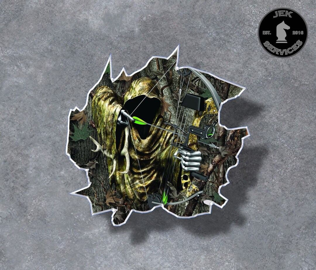 Camo Grim Reaper Bow Hunter Sticker - Etsy