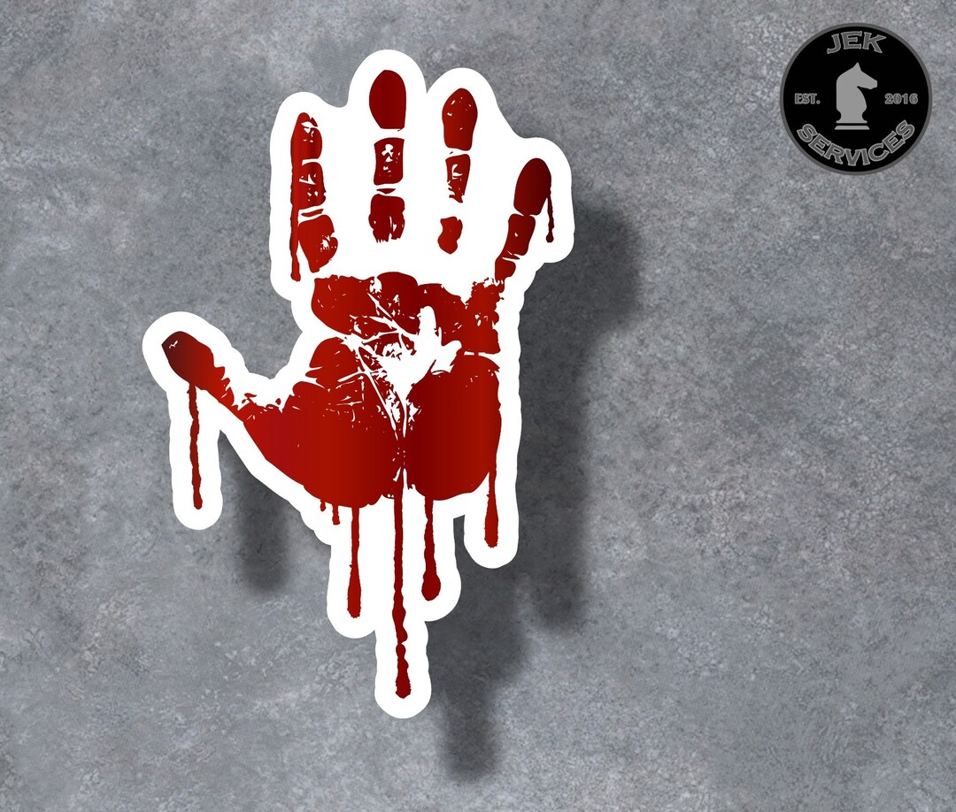 Spooky Bloody Handprint Sticker - Etsy
