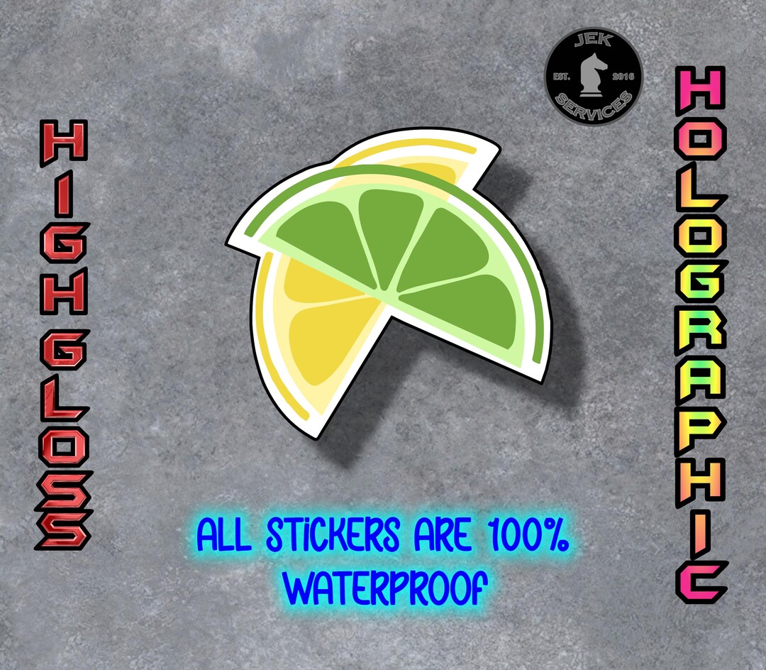 Lemon and Lime Waterproof Sticker Decal for Water Bottles & Laptops ...