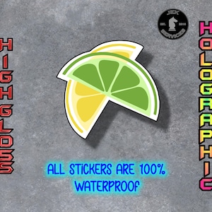 Lemon and Lime Waterproof Sticker Decal for Water Bottles & Laptops ...