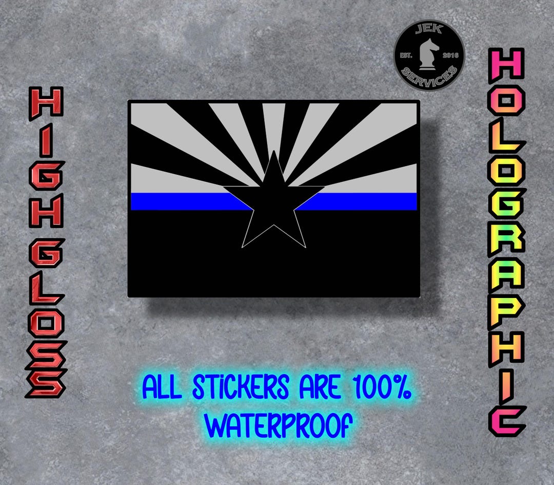 Arizona Thin Blue Line Flag Police Officer Waterproof Sticker Decal for ...