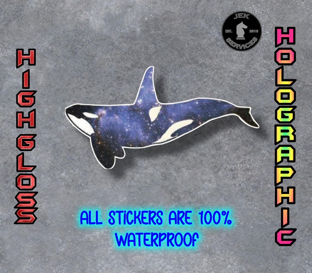 Orca Whale Cosmo Waterproof Sticker Decal for Water Bottles & Laptops ...