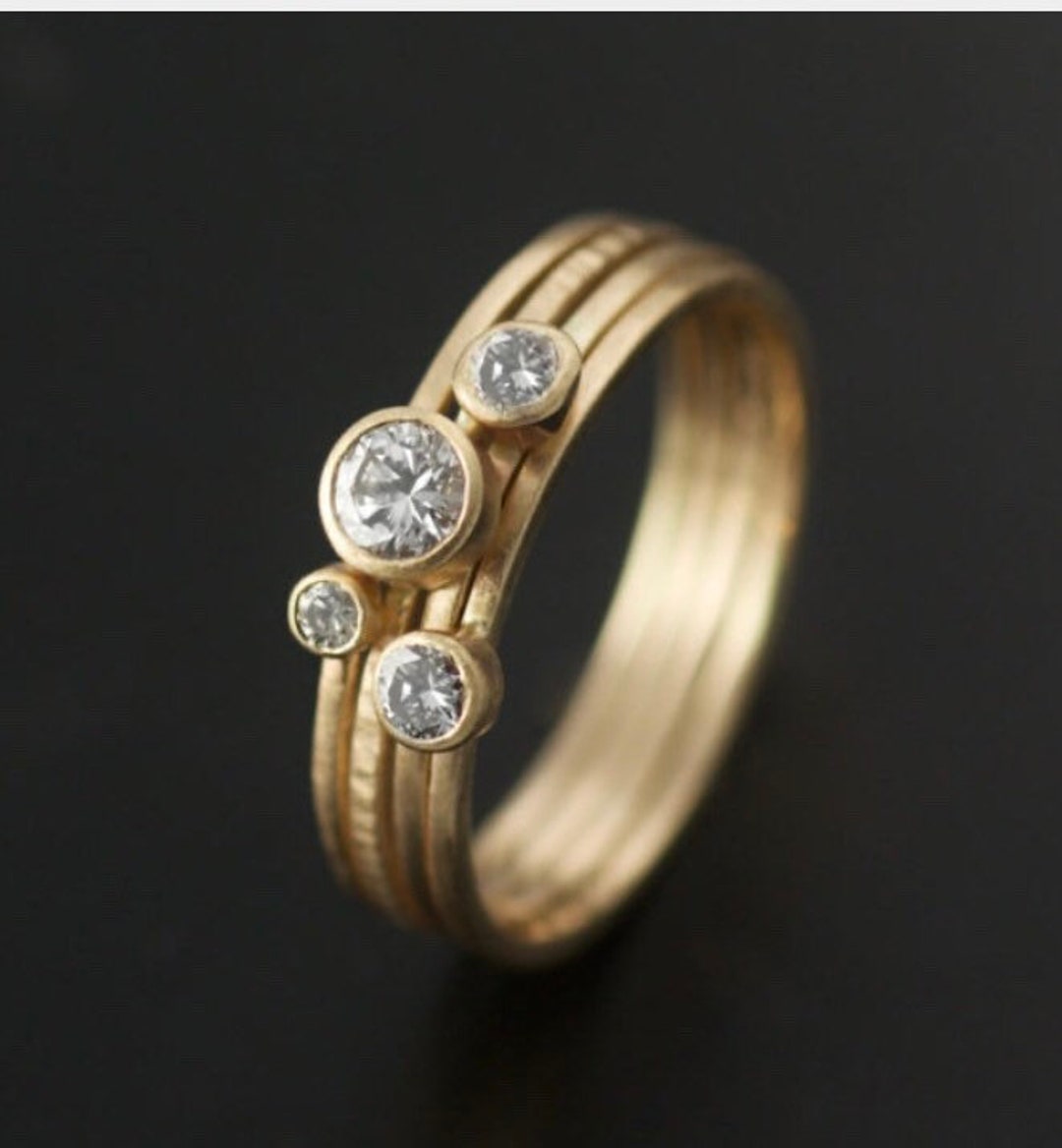 Stacking Diamond Ring Set 4 Bands - Etsy