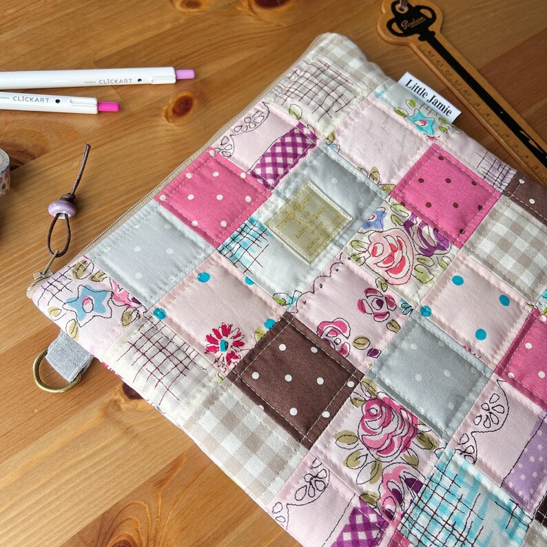 Quilted iPad Sleeve / Handmade Book Cover / iPad Case / Large Pouch ...