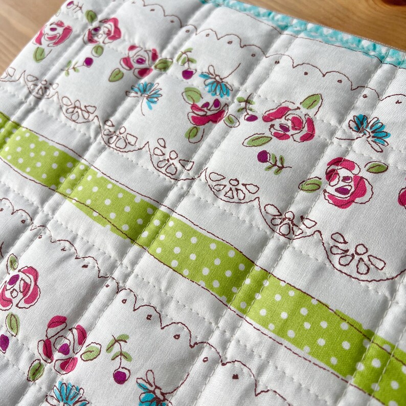 Quilted iPad Sleeve / Handmade Book Cover / iPad Case / Large Pouch ...