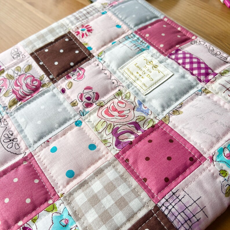 Quilted iPad Sleeve / Handmade Book Cover / iPad Case / Large Pouch ...
