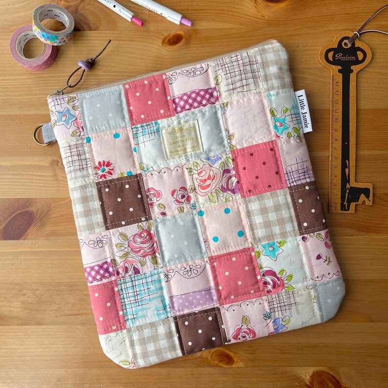Quilted iPad Sleeve / Handmade Book Cover / iPad Case / Large Pouch ...