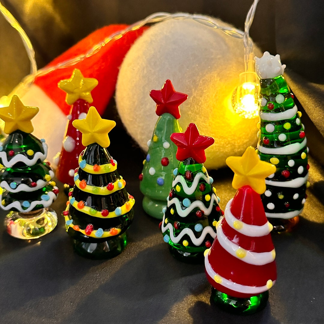 Custom Handmade Stained Glass Christmas Trees, Glass Miniature ...