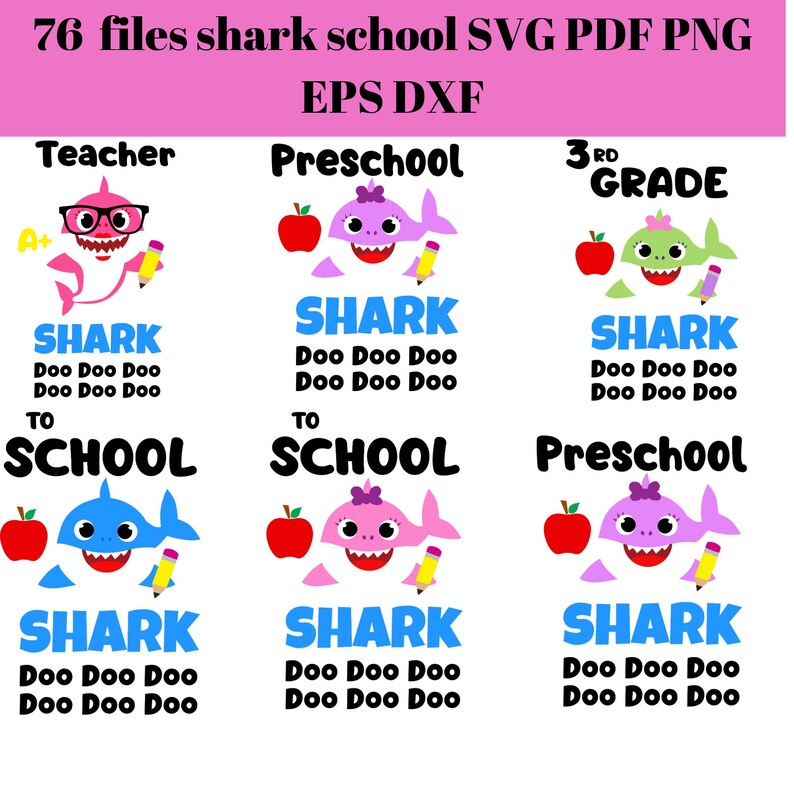 Baby Shark Svg Bundle, Baby Shark School Svg, Baby Shark Party Svg ...