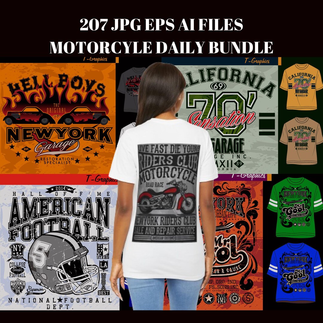207 Daily Motorbike Rider T-shirt Prints Bundle High-quality JPG, EPS ...