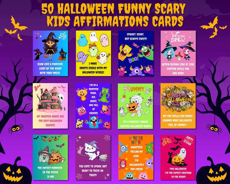 50 Funny Scary Halloween Affirmations for Kids | Printable Trick-or ...