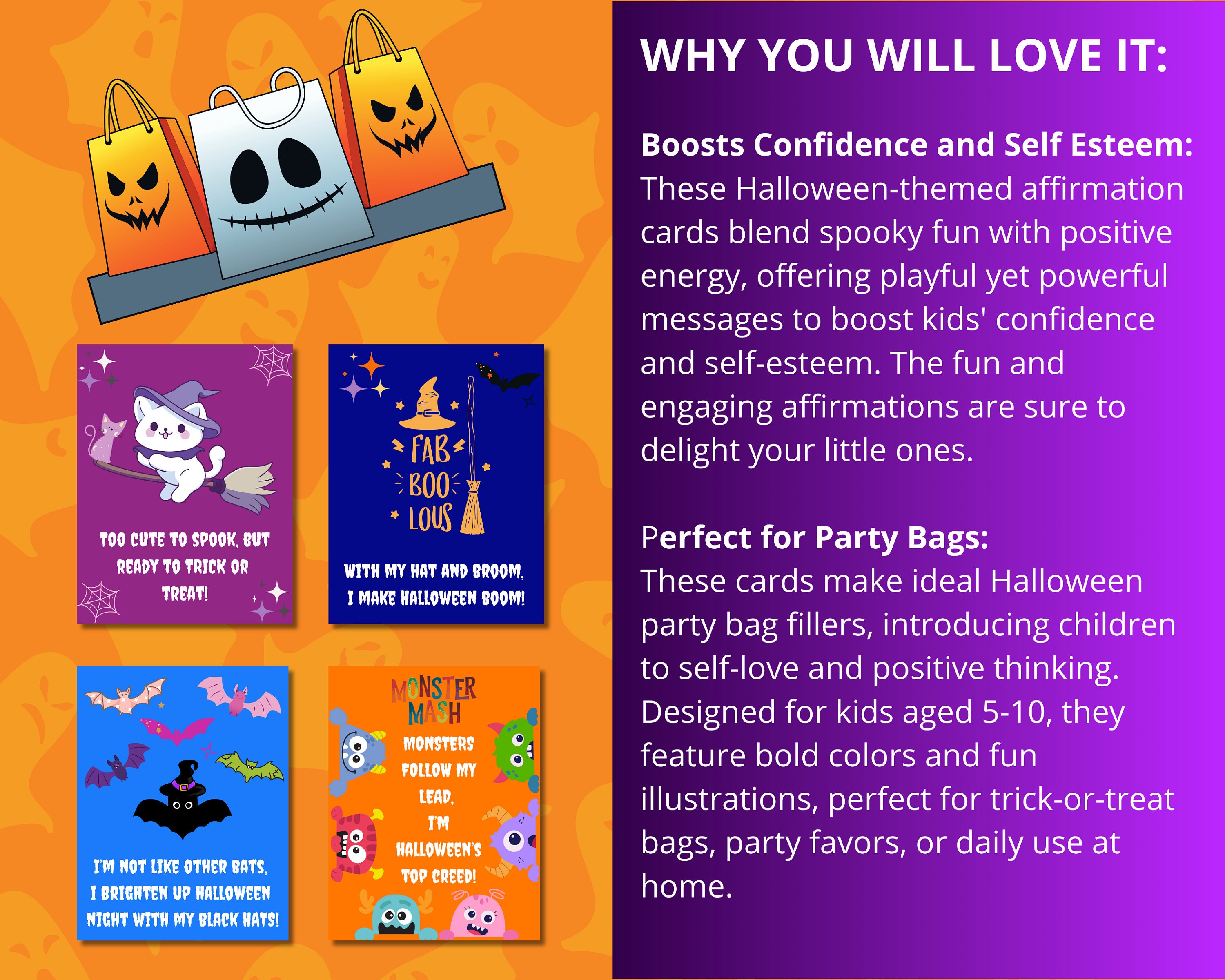 50 Funny Scary Halloween Affirmations for Kids Printable Trick-or-treat ...