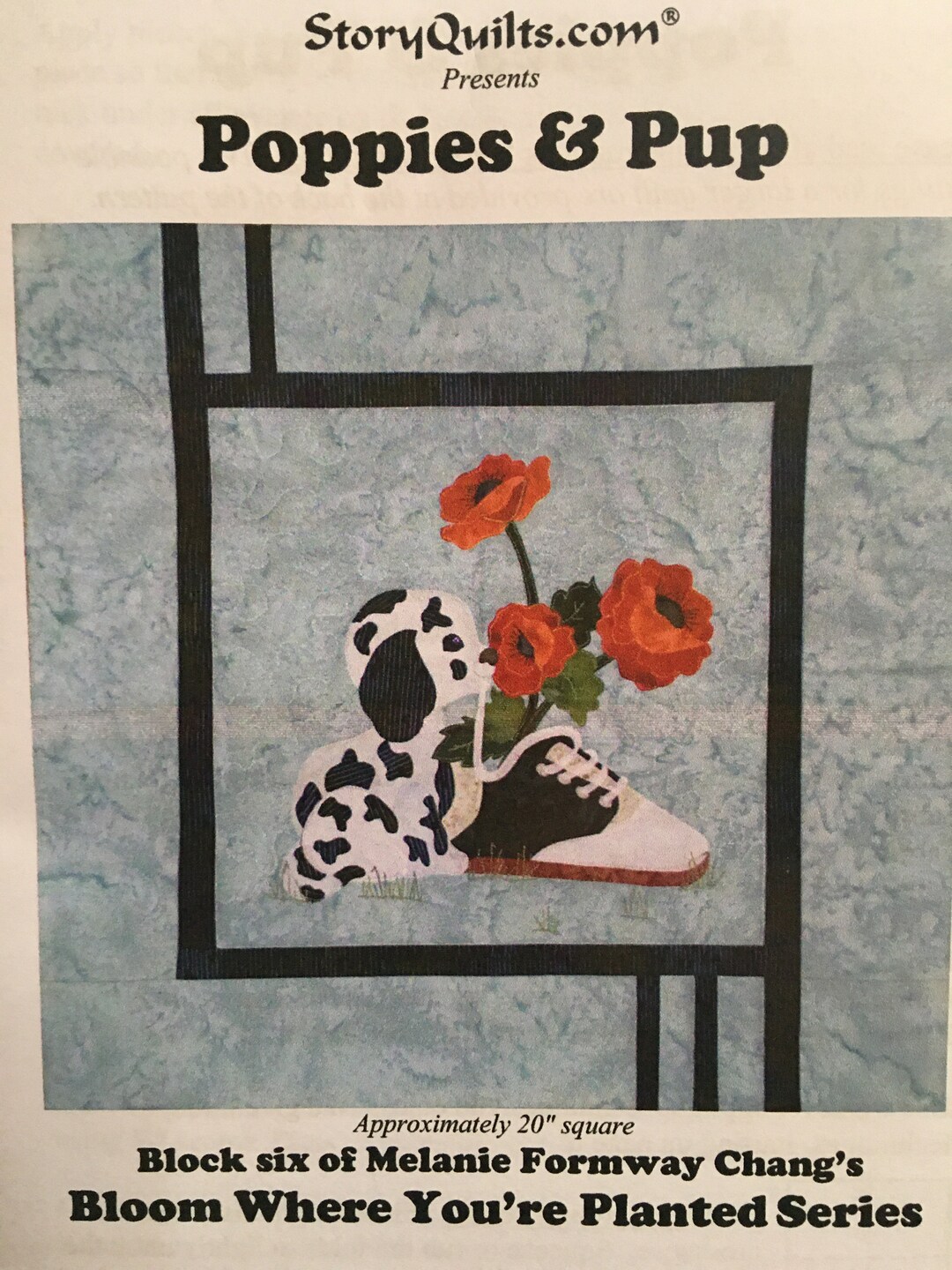 Poppies & Pup Quilt Block Pattern by Melanie Formway Chang - Etsy