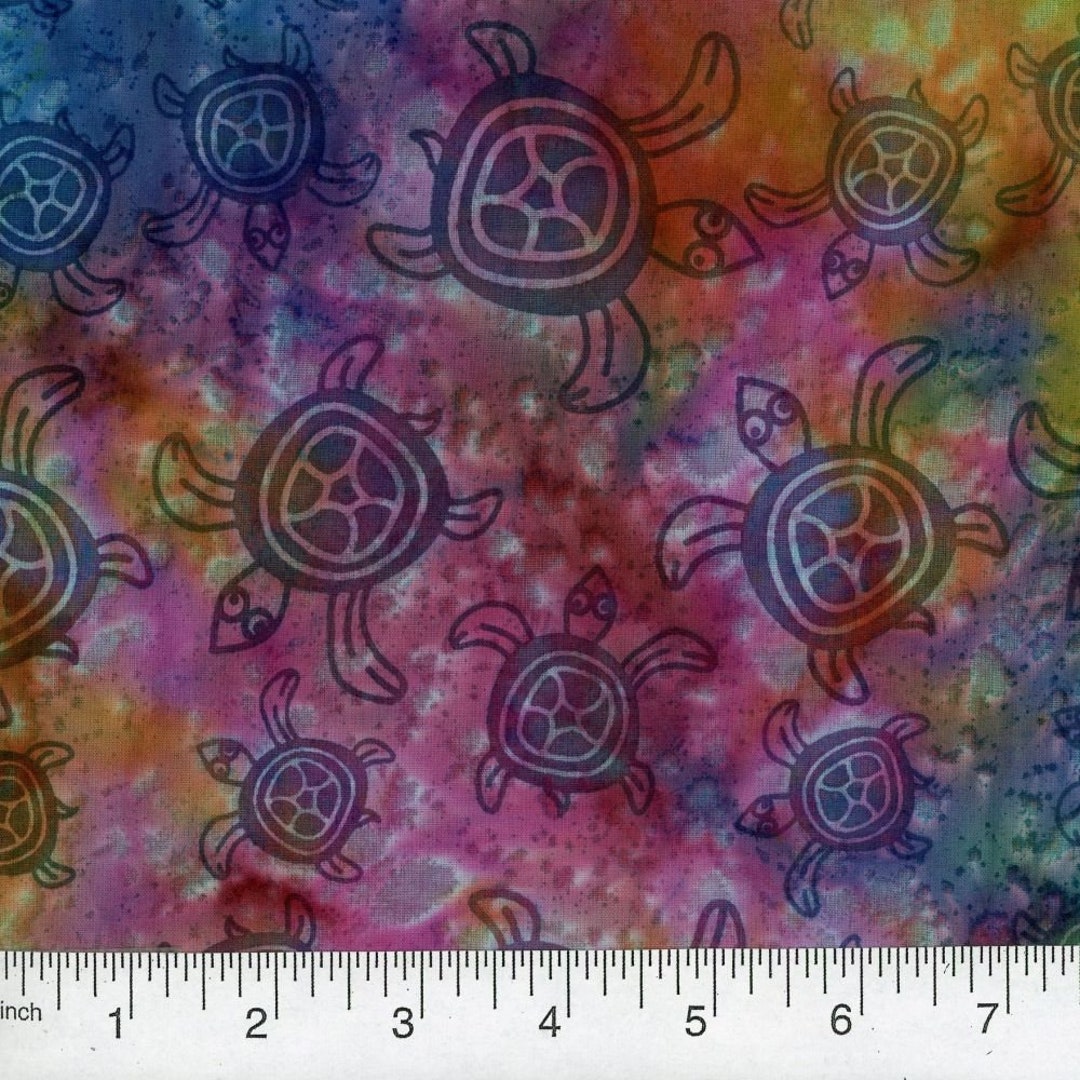 Sea Turtles With a Colorful Background Cotton Batik Fabric QB584 - Etsy