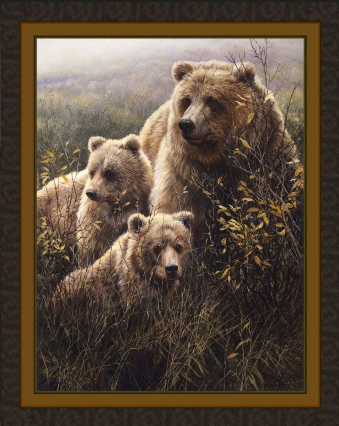Denali Mama Bear With Cubs Cotton Quilt Panel Full Yard Panel 36”x44 ...