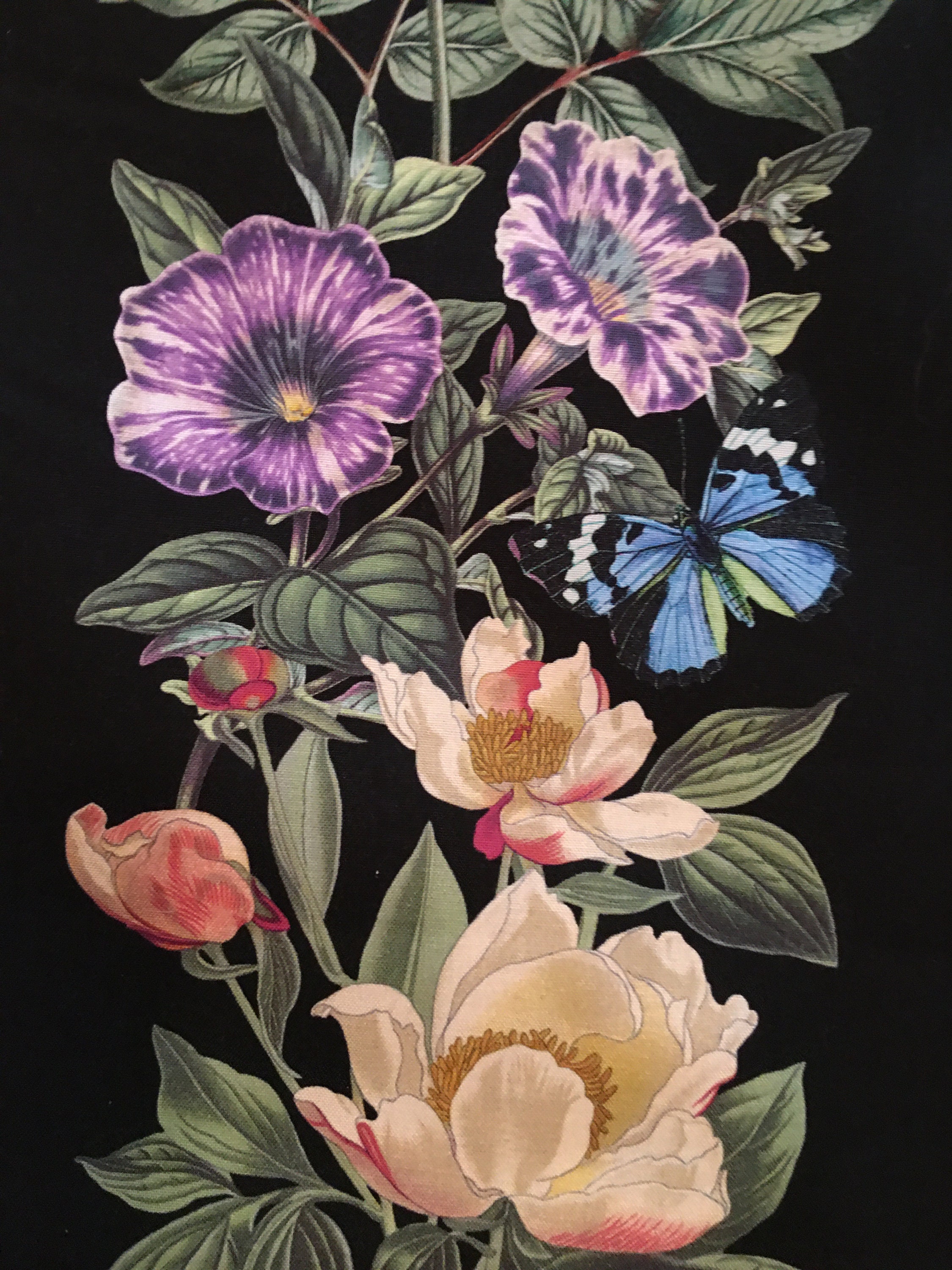 Botanical Floral Border Print or Stripe Cotton Fabric Stripe - Etsy