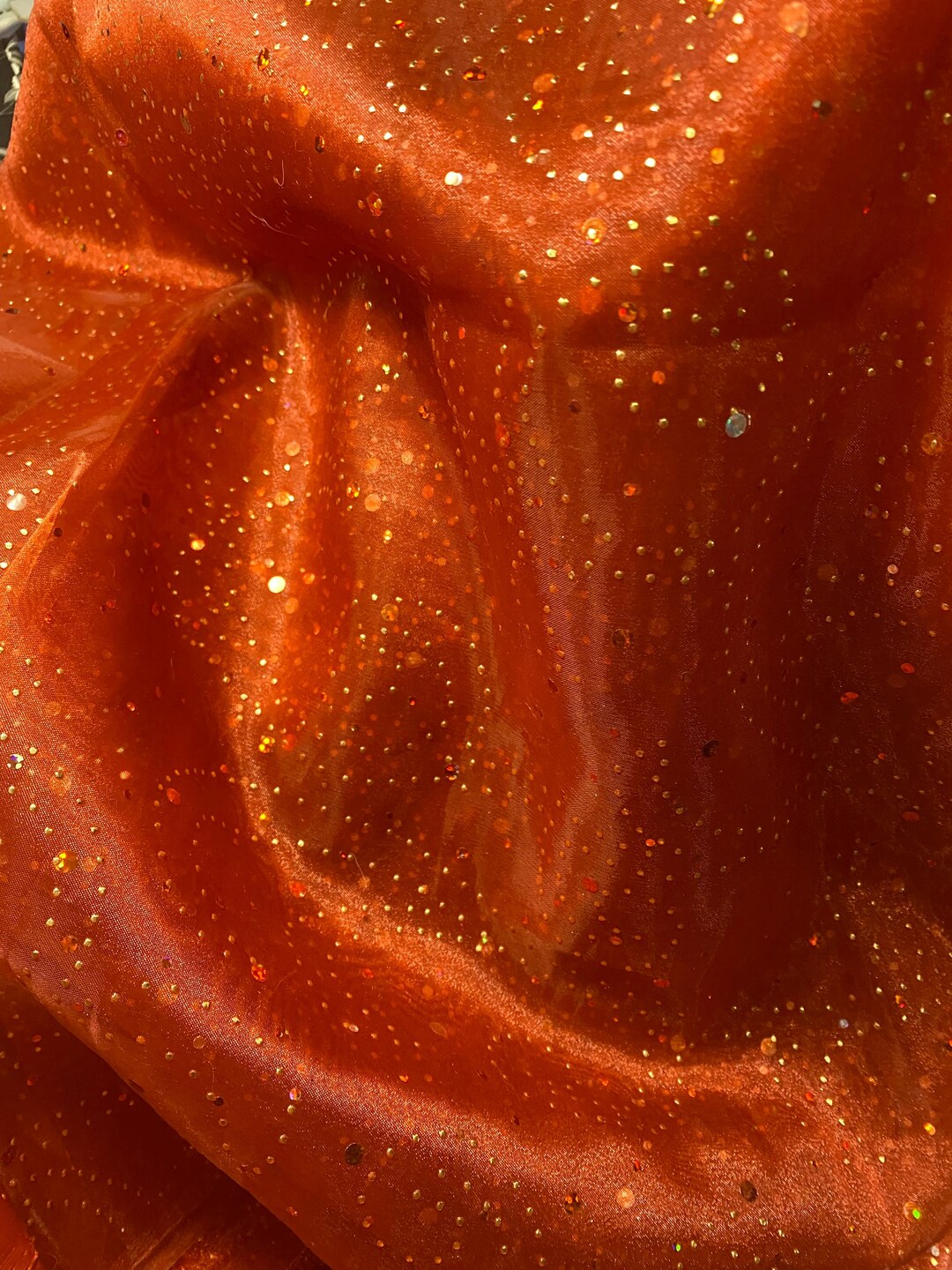 Orange Sequins and Dots on Sheer Special Occasion or Costume Fabric - Etsy
