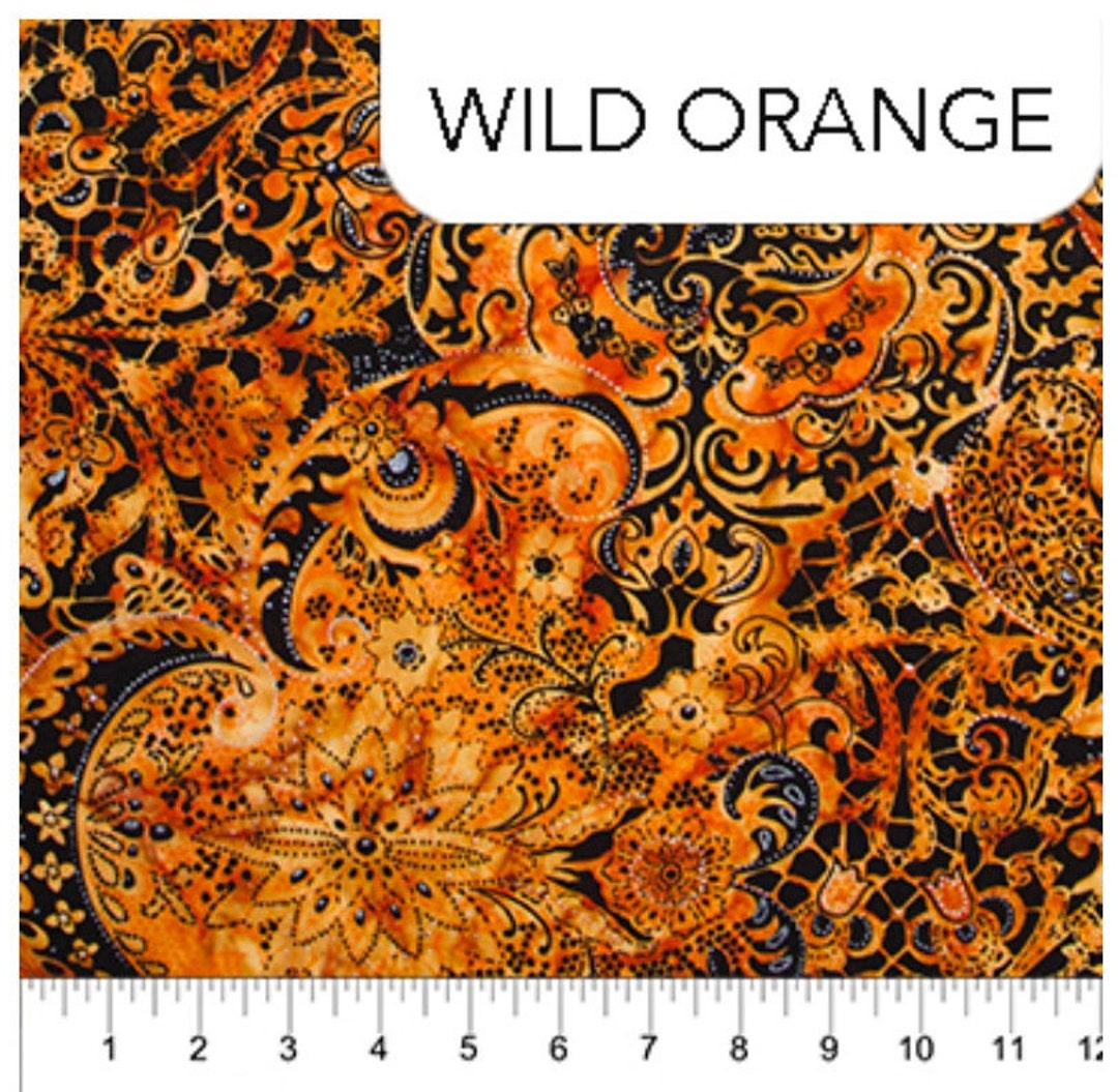 Paisley Print on an Orange Background Batik Cotton Fabric by Banyan ...