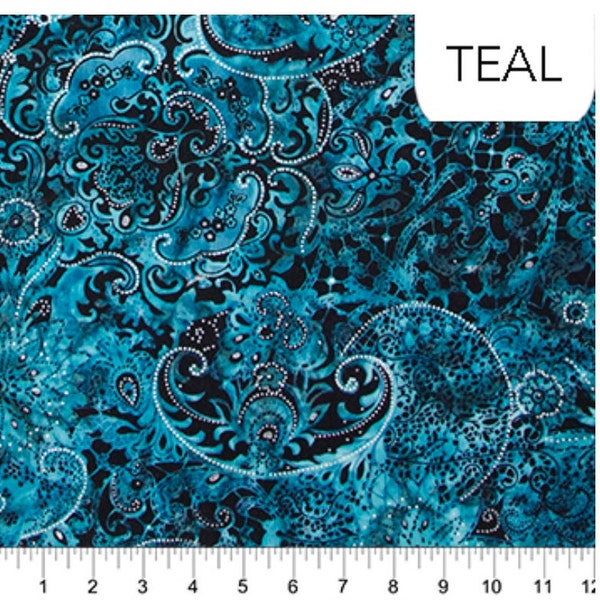 Teal Paisley - Etsy
