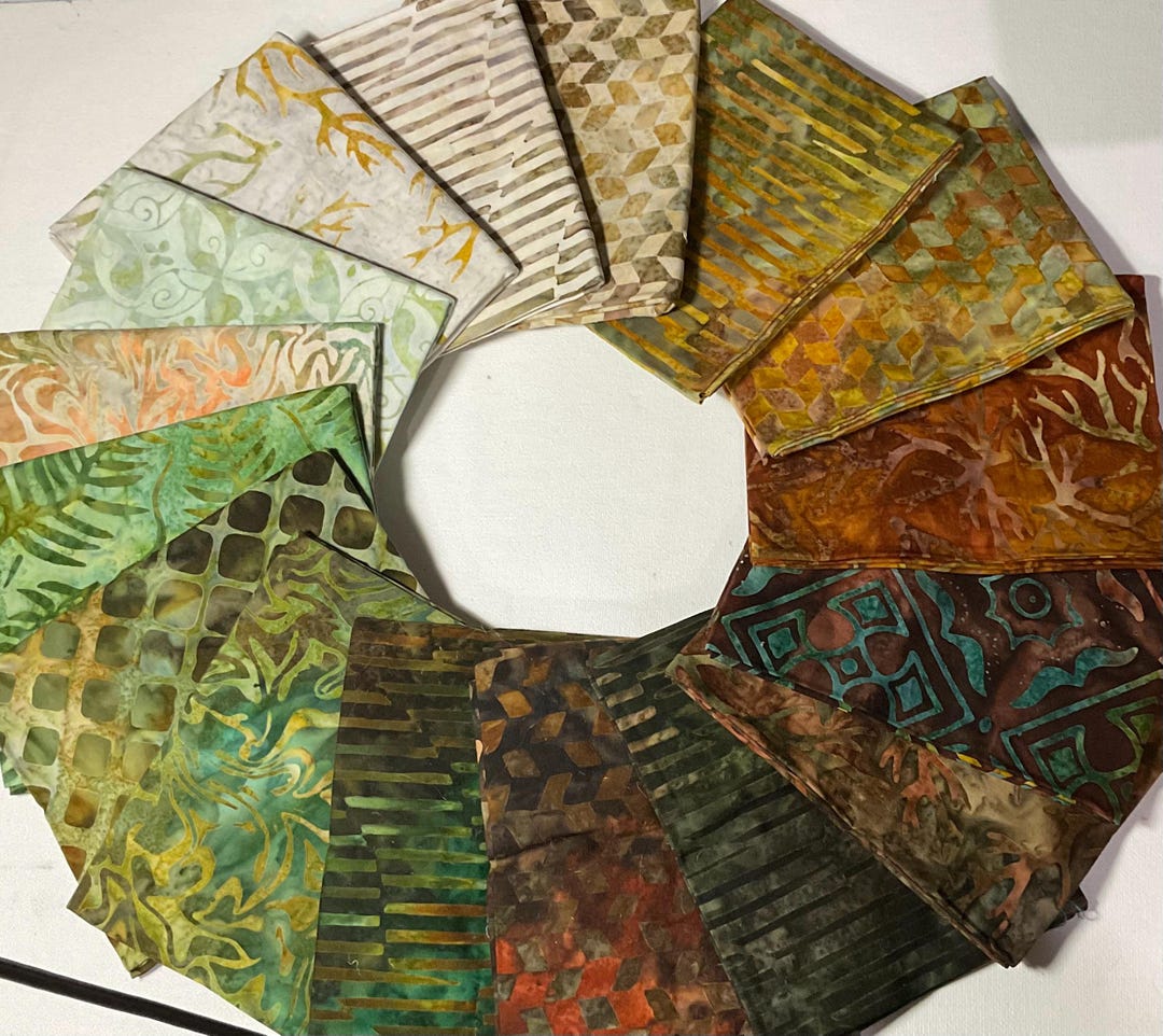 Amazon Rainforest Fat Quarter Bundle of 16 Batiks by Banyan Batiks by ...