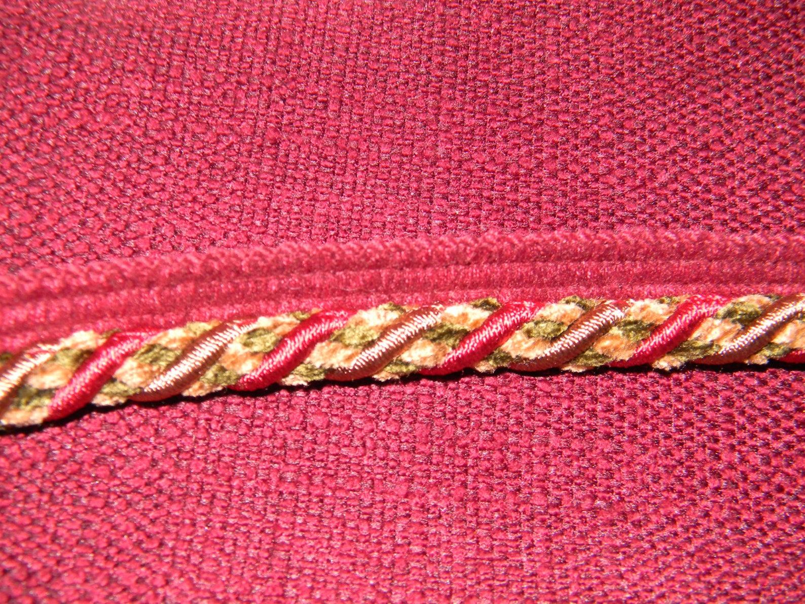 3/8 Conso Cord With Knit Lip in Burgundy With Green and Gold - Etsy